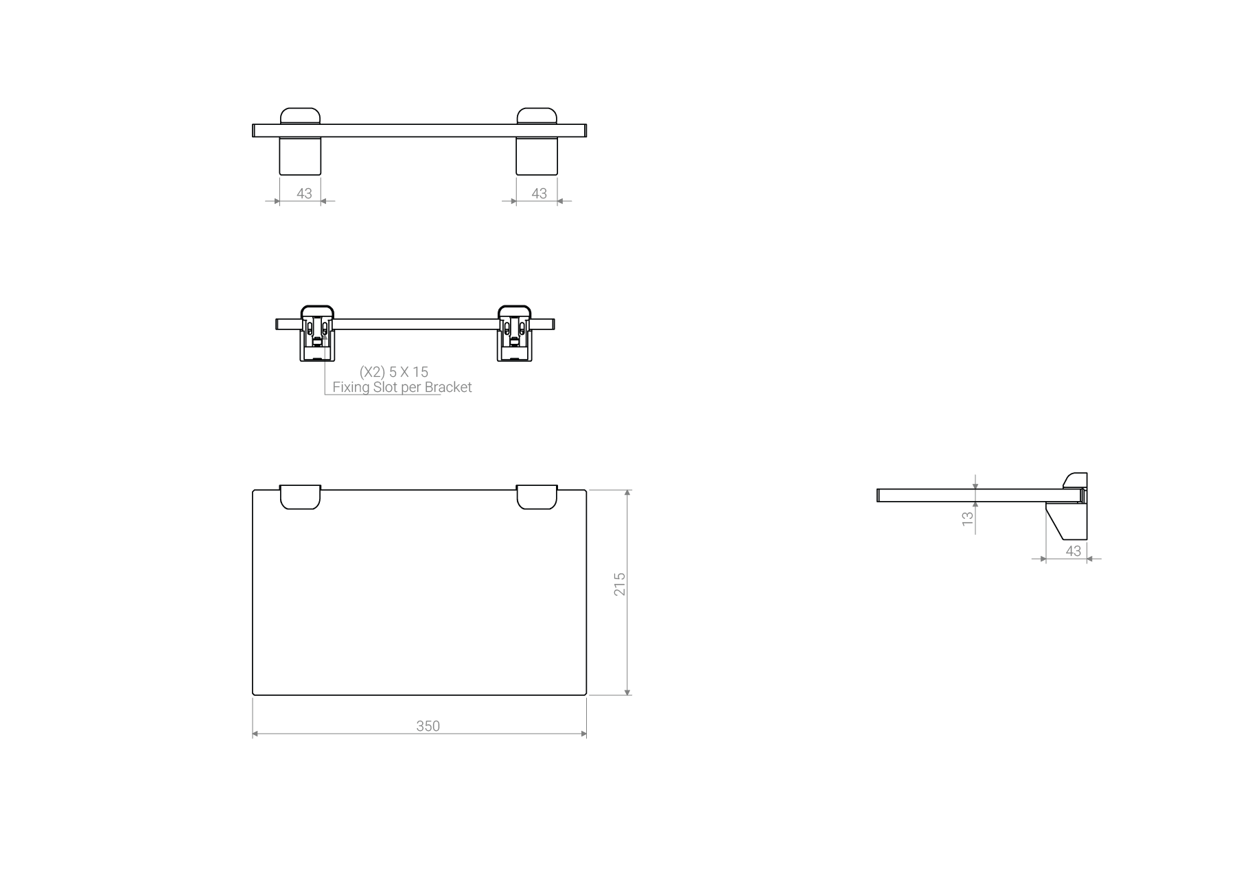 350 x 215mm colostomy shelf
