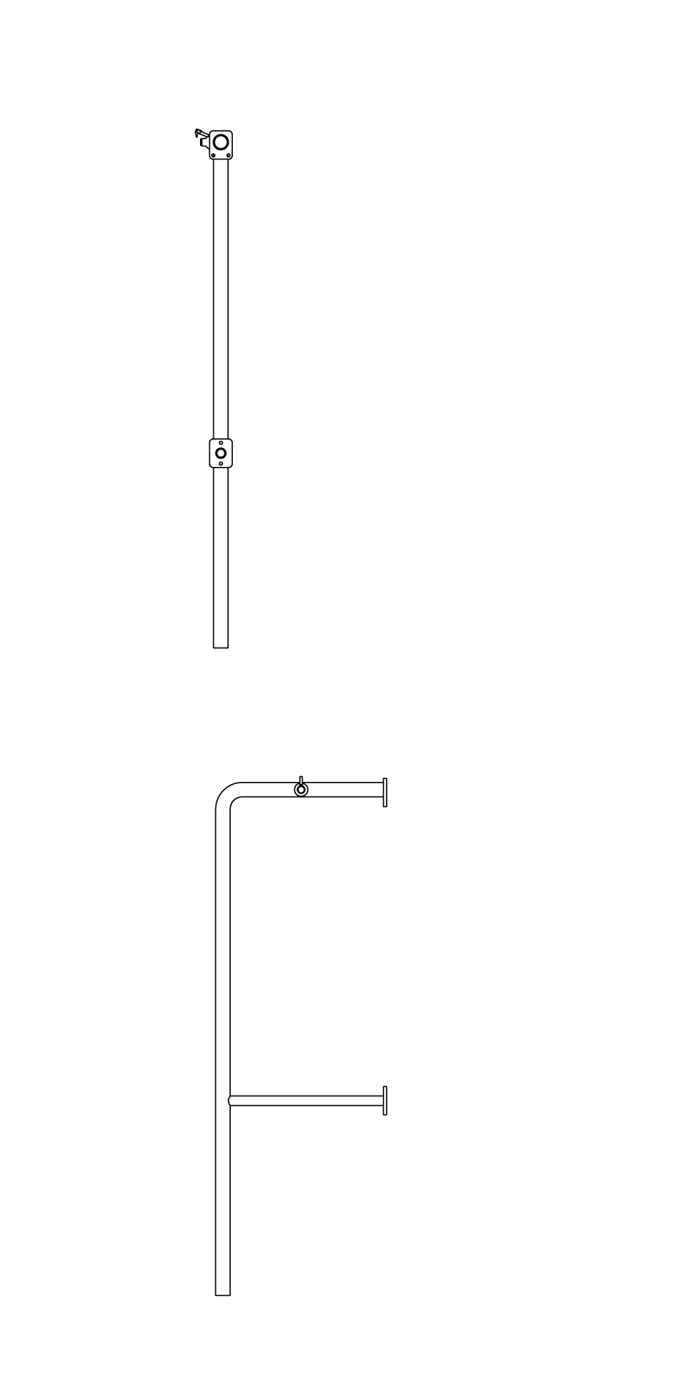 L shaped door guard with retainer catch and cane detector
