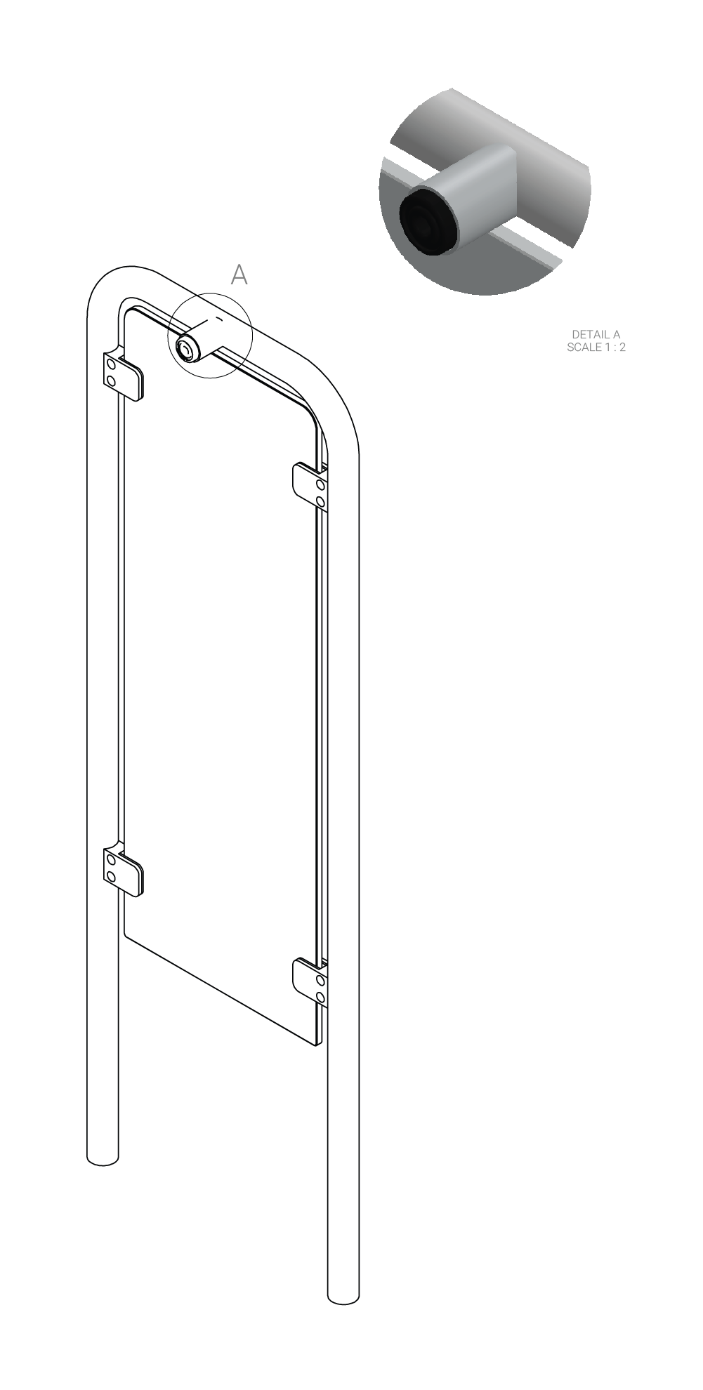 Door Restrainer with a glass infill panel & buffer