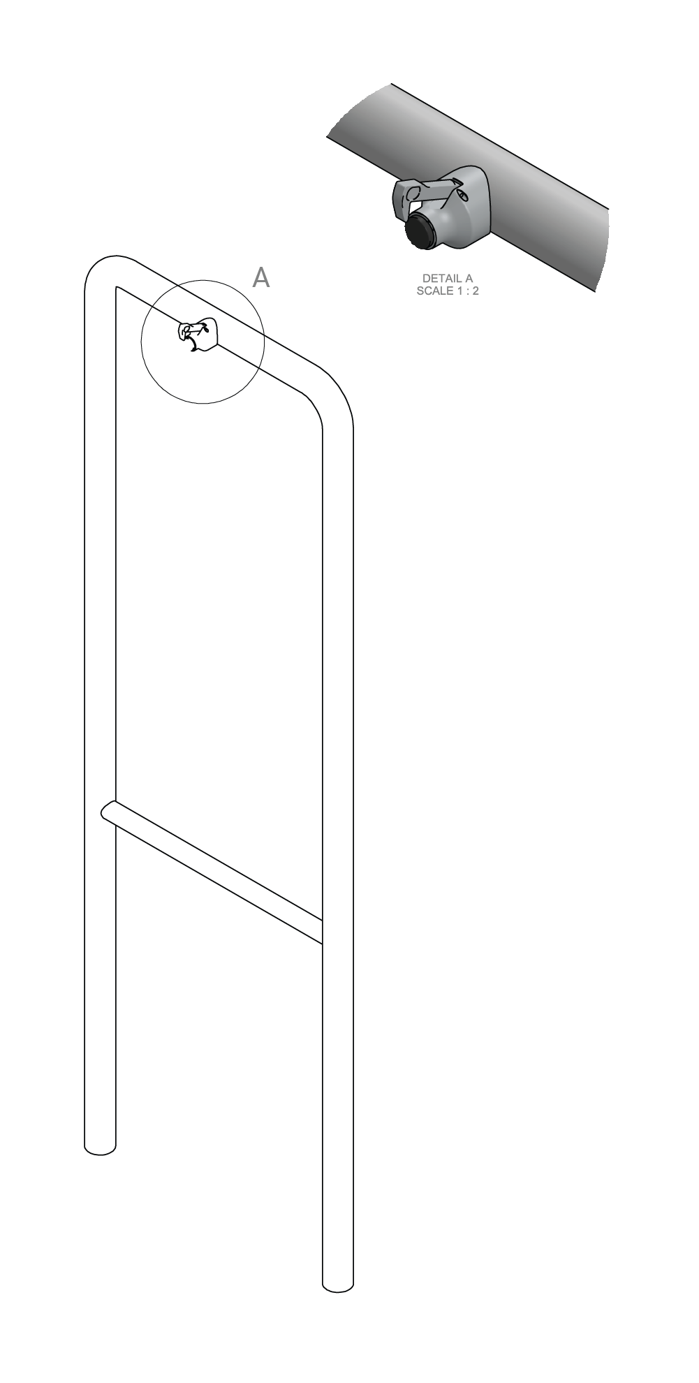 Stainless door restrainer with a standard catch