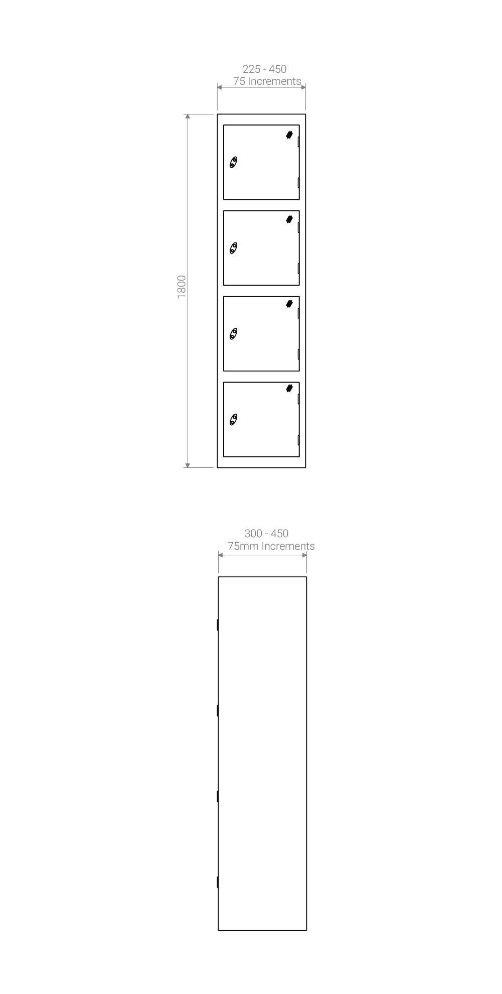 Standard four tier locker