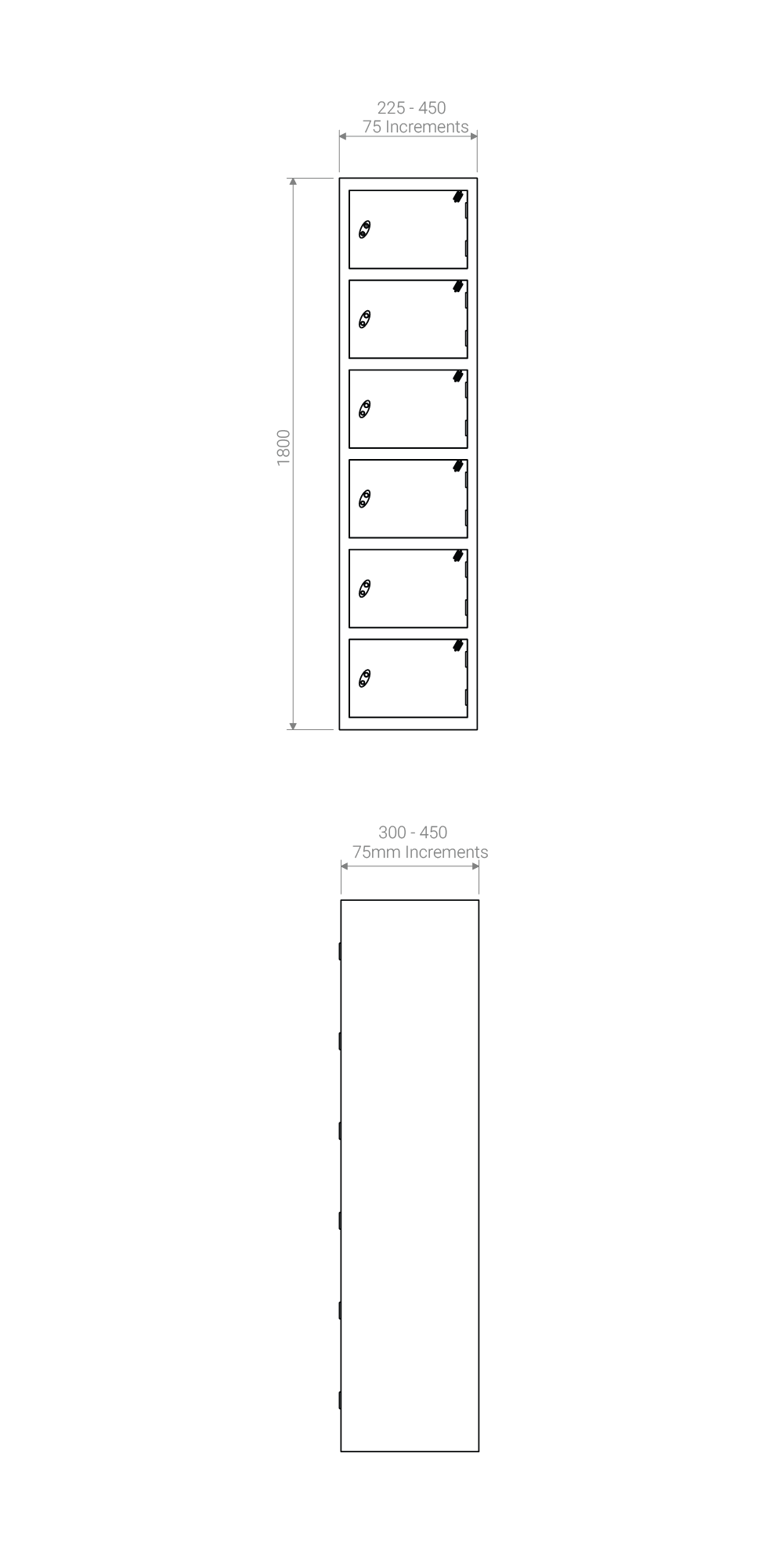 Standard six tier locker