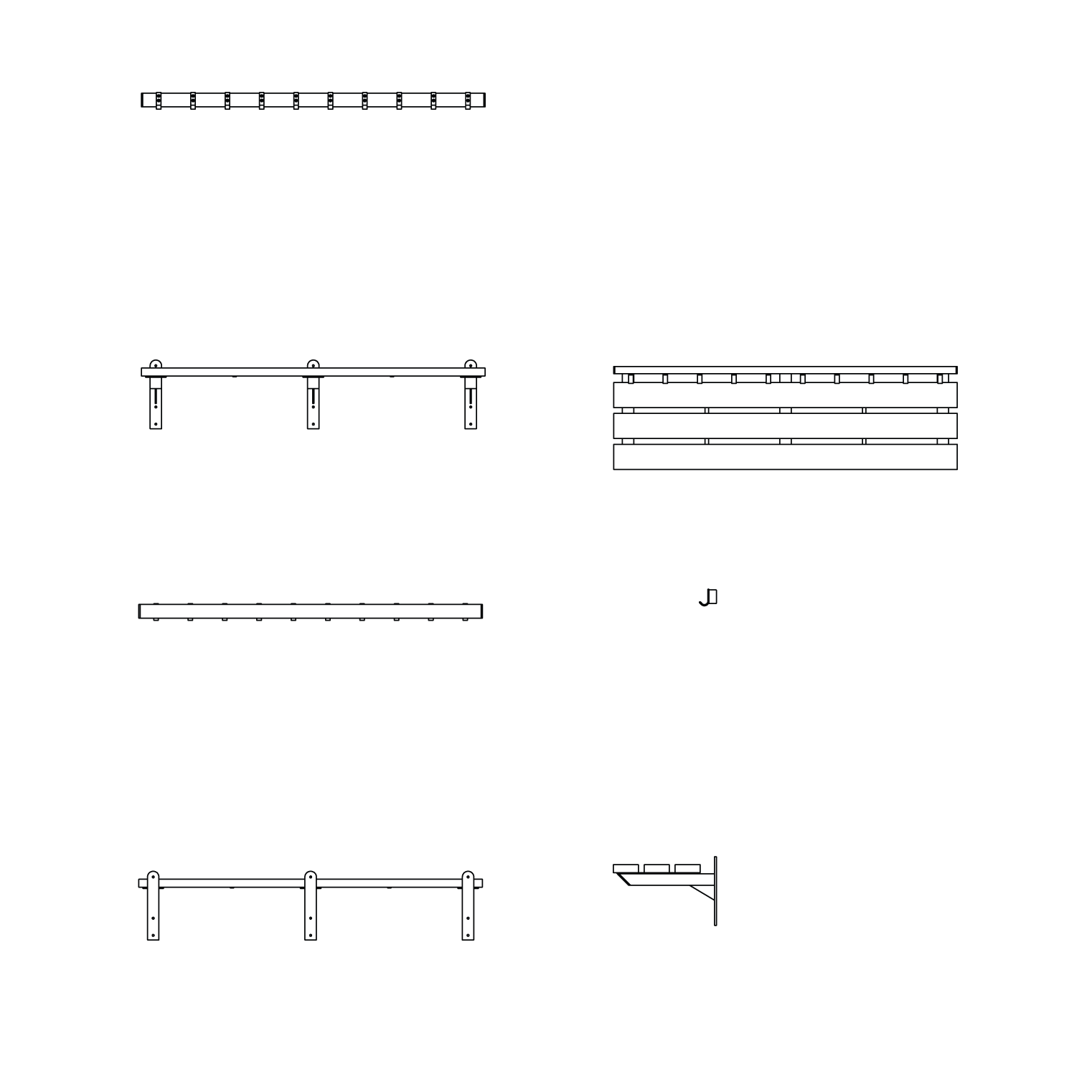 Cantilever Prison Grade Wall Unit with Peg Rail