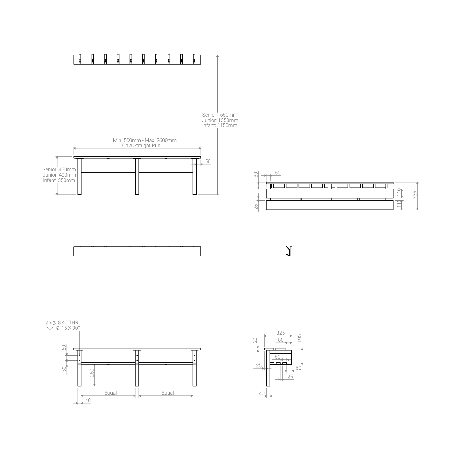 Wall Bench with Peg Rail