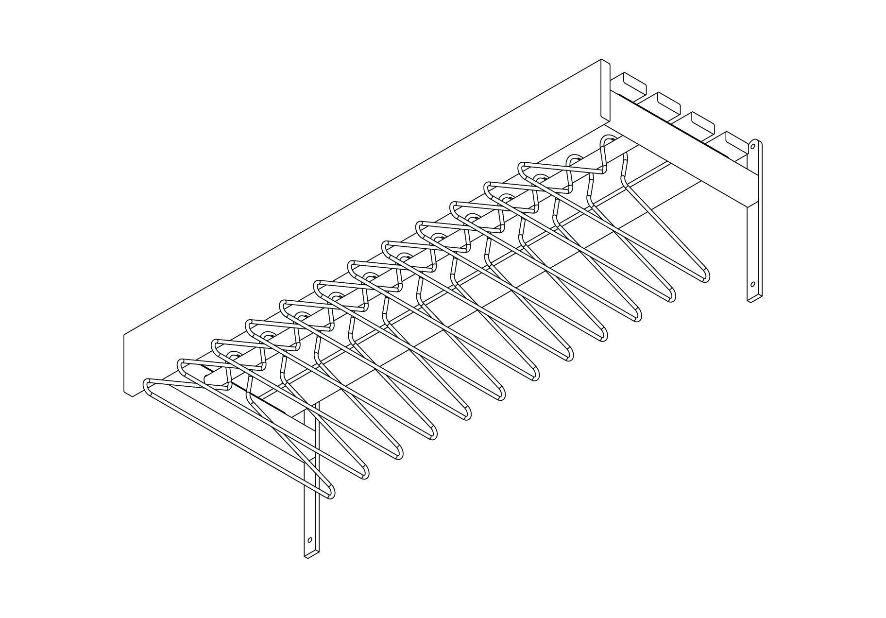 Wall Fixed Hanger Rail with Shelf